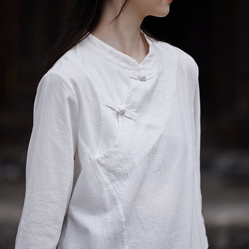 3/4 Sleeve Cotton & Linen Loose Traditional Chinese Blouse – IDREAMMART