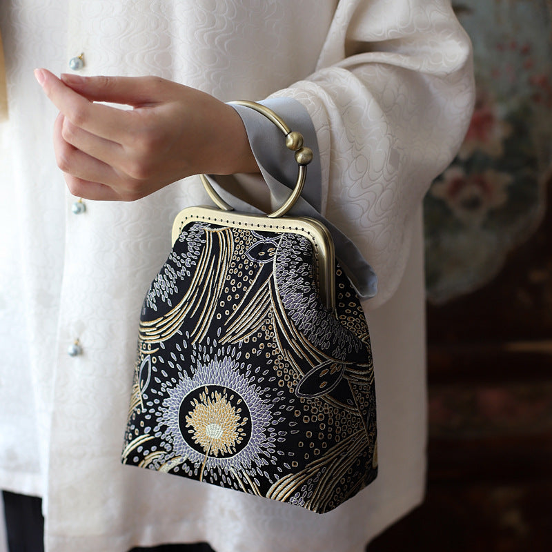 Handmade Traditional Chinese Brocade Round Handle Bag – IDREAMMART