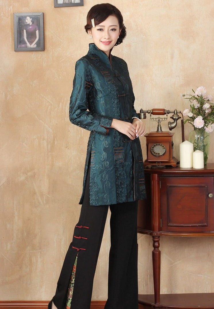 V Neck Floral Brocade Chinese Wind Coat – IDREAMMART