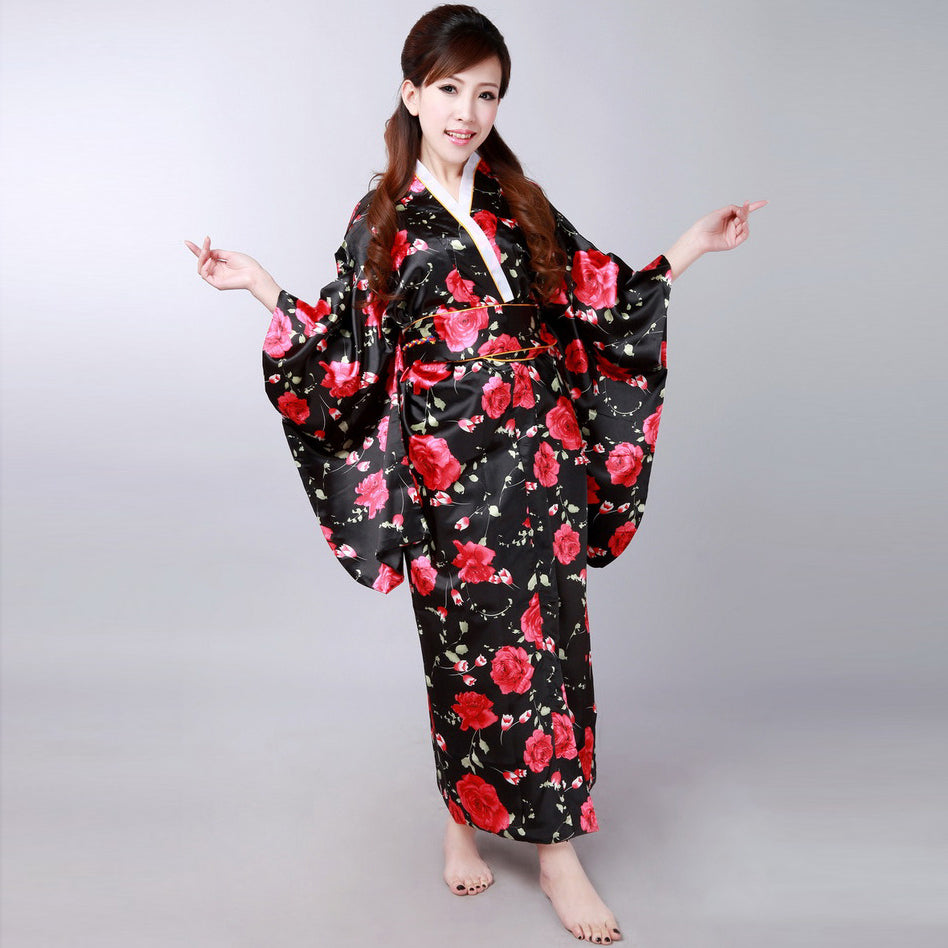 Women's Roses Pattern Traditional Japanese Kimono – IDREAMMART