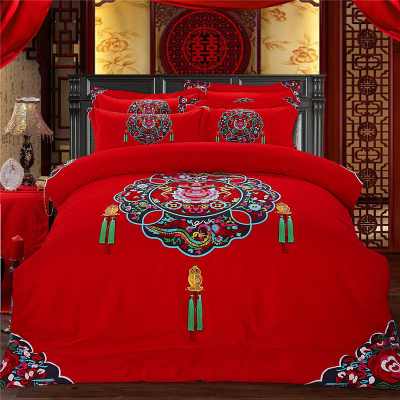 Tang Dynasty Auspicious Pattern 4-Piece Chinese Bedding Set – IDREAMMART