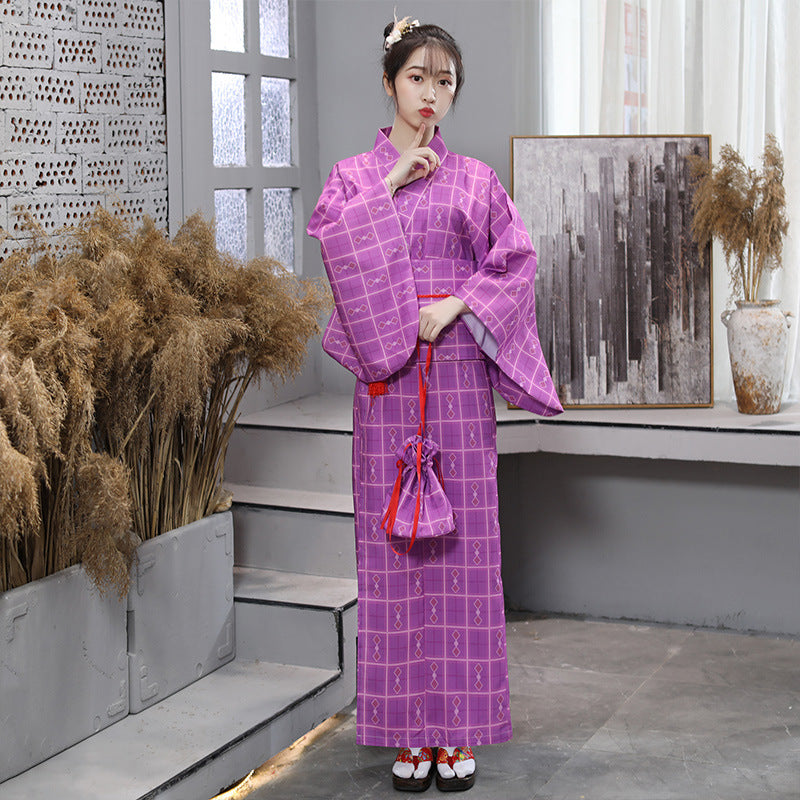 Plaids & Checks Pattern Japanese Kimono Women's Yukata – IDREAMMART