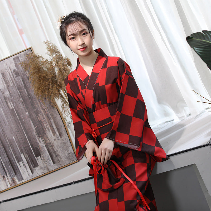 Plaids & Checks Pattern Japanese Kimono Women's Yukata – IDREAMMART