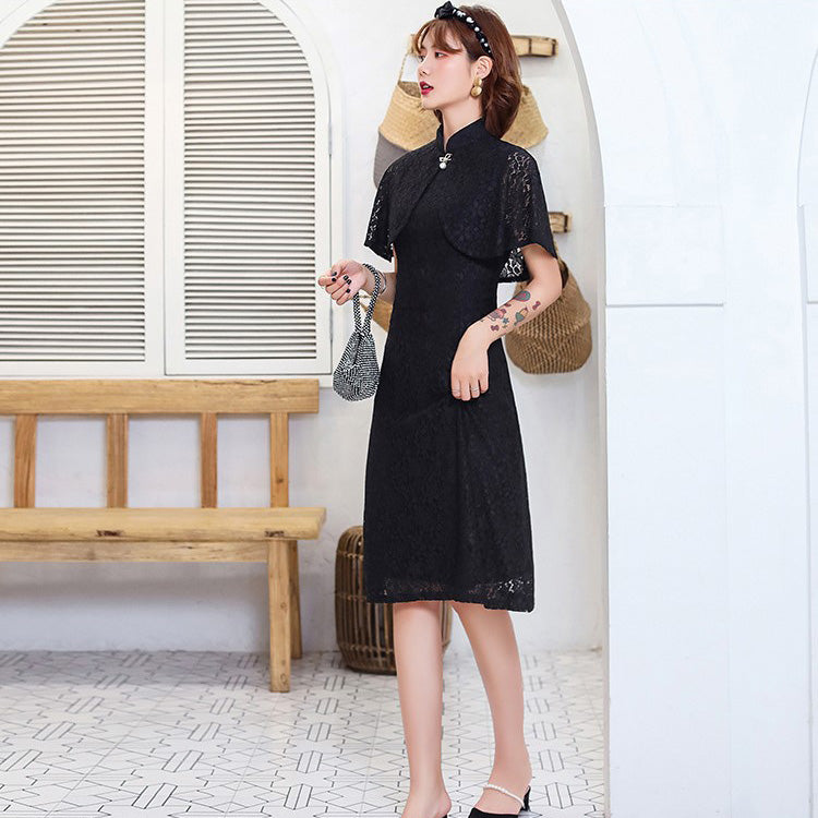 Modern Cheongsam Floral Lace Dress with Bolero Jacket – IDREAMMART