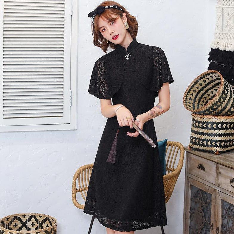 Modern Cheongsam Floral Lace Dress with Bolero Jacket – IDREAMMART