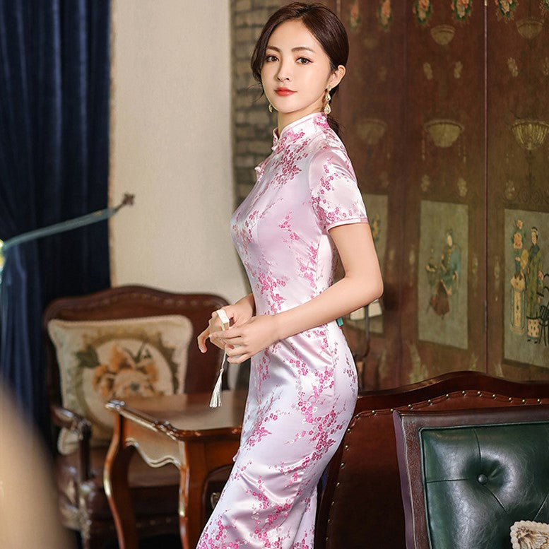 Floral Brocade Open Front Classic Cheongsam Chinese Dress – IDREAMMART