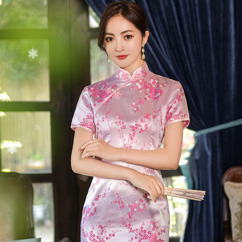 Floral Brocade Open Front Classic Cheongsam Chinese Dress – IDREAMMART