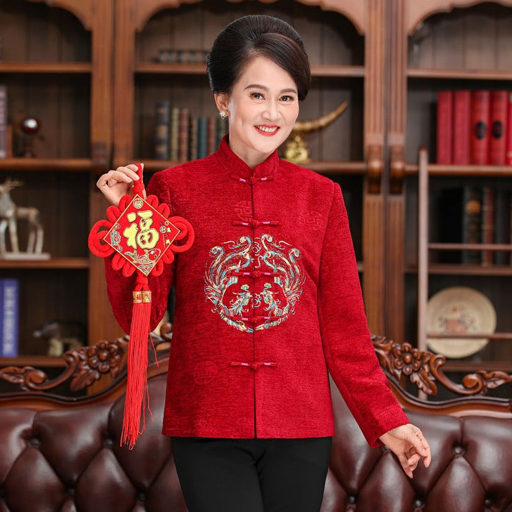 Mandarin Collar Dragon Embroidery Velvet Traditional Chinese Jacket Mo ...