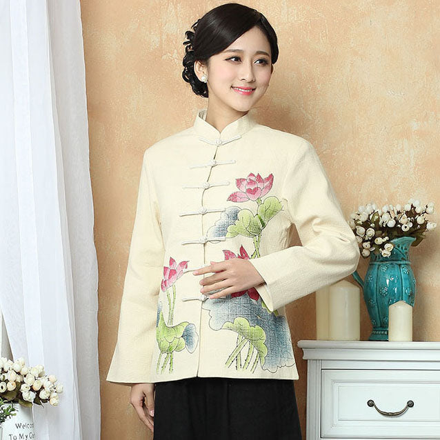 Lotus Pattern Signature Cotton Traditional Chinese Jacket – IDREAMMART