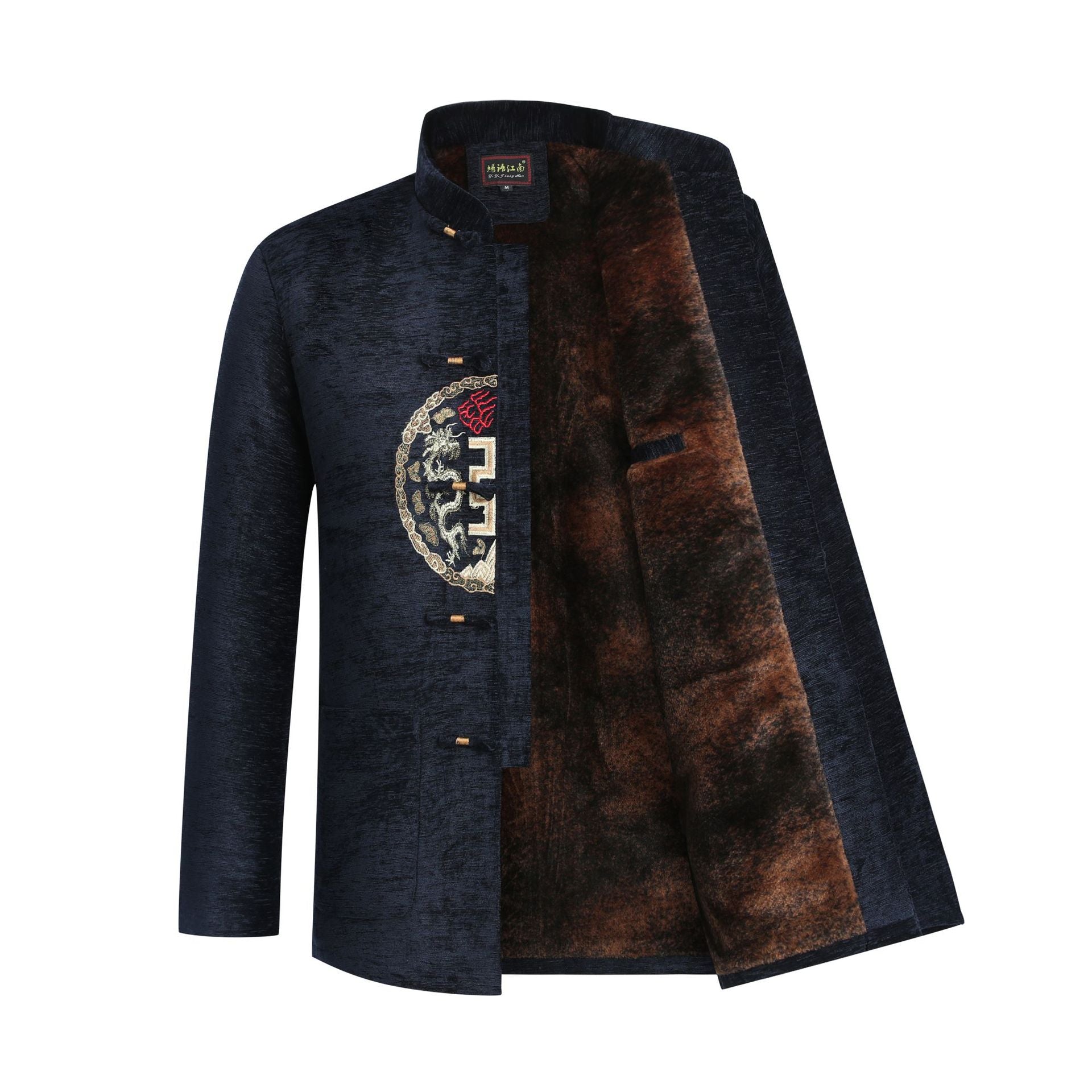 Mandarin Collar Dragon Embroidery Corduroy Traditional Chinese Jacket ...