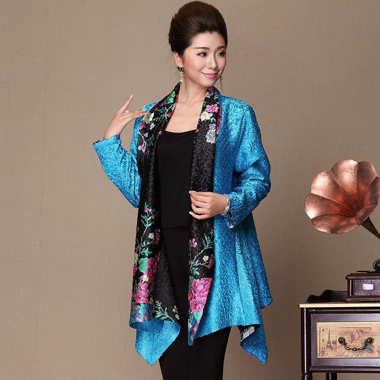 Open Front Floral Linen Chinese Style Wind Coat – IDREAMMART