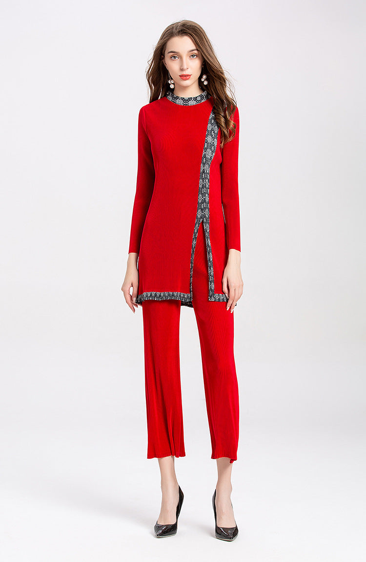 Long Sleeve Round Neck Floral Edge Chinese Suit – IDREAMMART