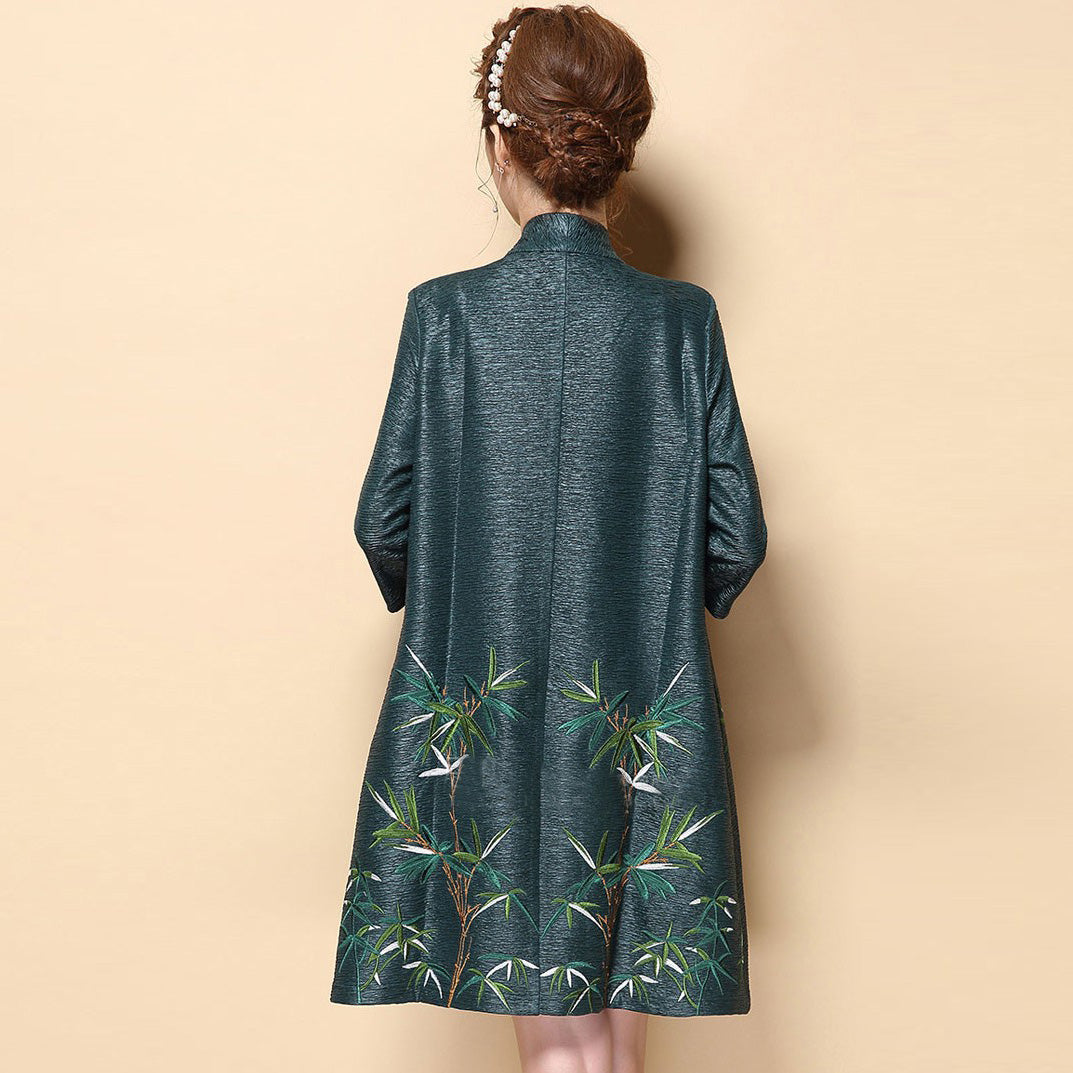 Floral Embroidery Open Front Chinese Style Wind Coat – IDREAMMART