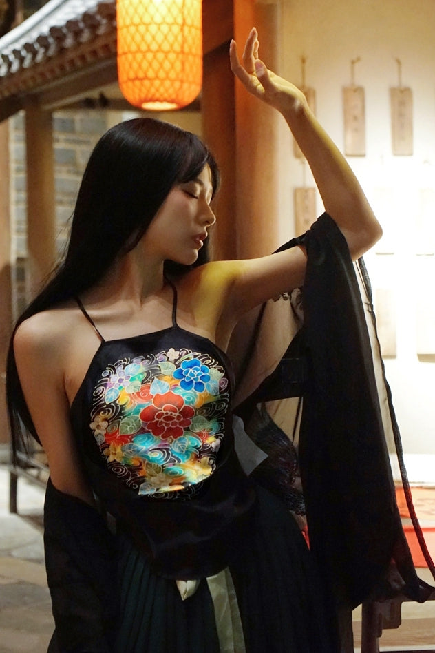 Sexy Floral Real Silk Bellyband Halter Top Chinese Dudou – IDREAMMART