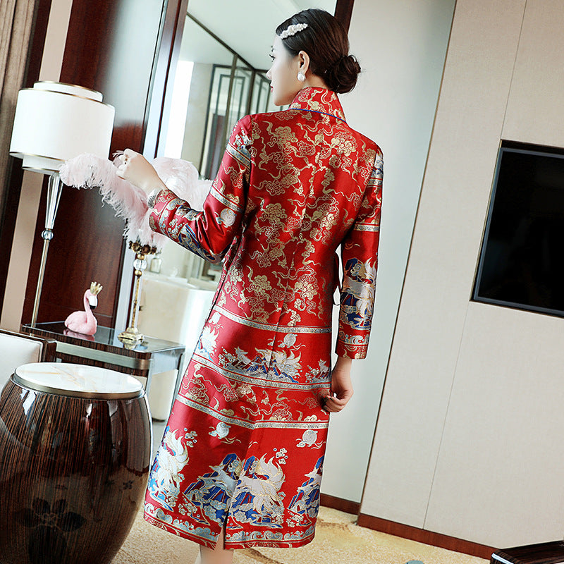 Auspicious Pattern Fancy Cotton Lace Up Chinese Wind Coat Retro Han Co ...