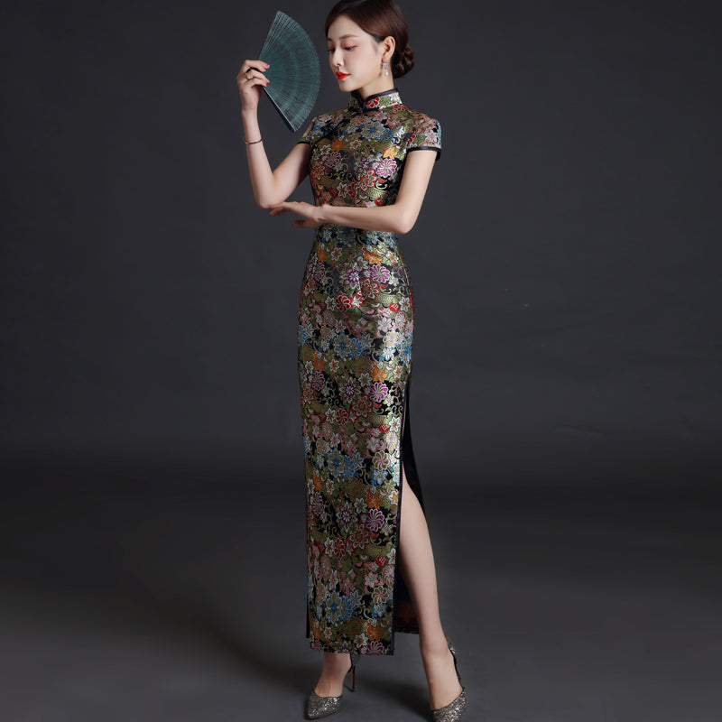 Floral Brocade Traditional Cheongsam Qipao Chinese Evening Dress ...