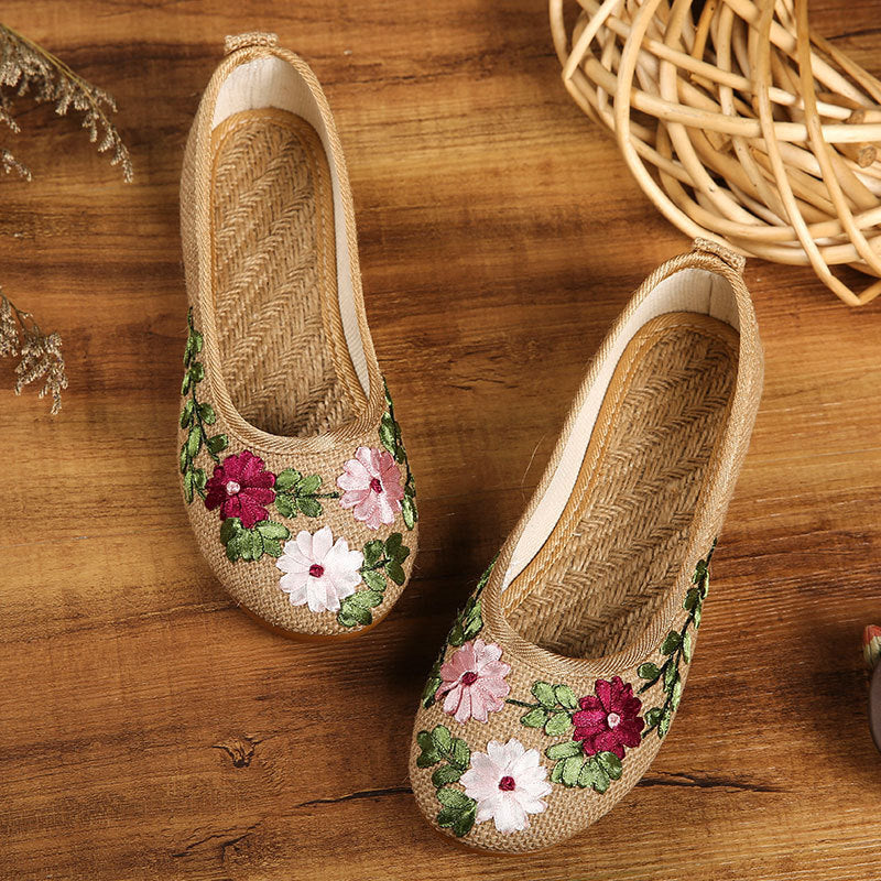 Traditional Chinese Floral Embroidery Shoes Linen Shoes – IDREAMMART