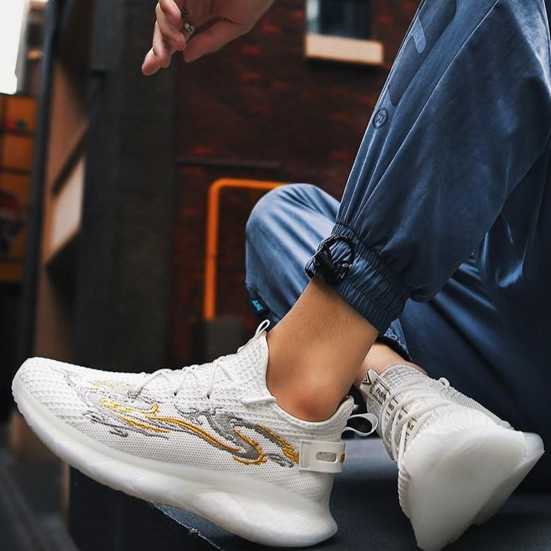 Dragon Embroidery Mesh Upper Chinese Style Sports Shoes Sneaker ...