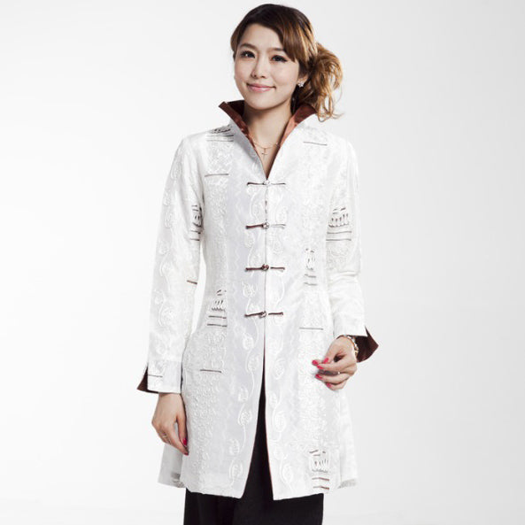 Long Sleeve V Neck Floral Embroidery Chinese Style Wind Coat – IDREAMMART