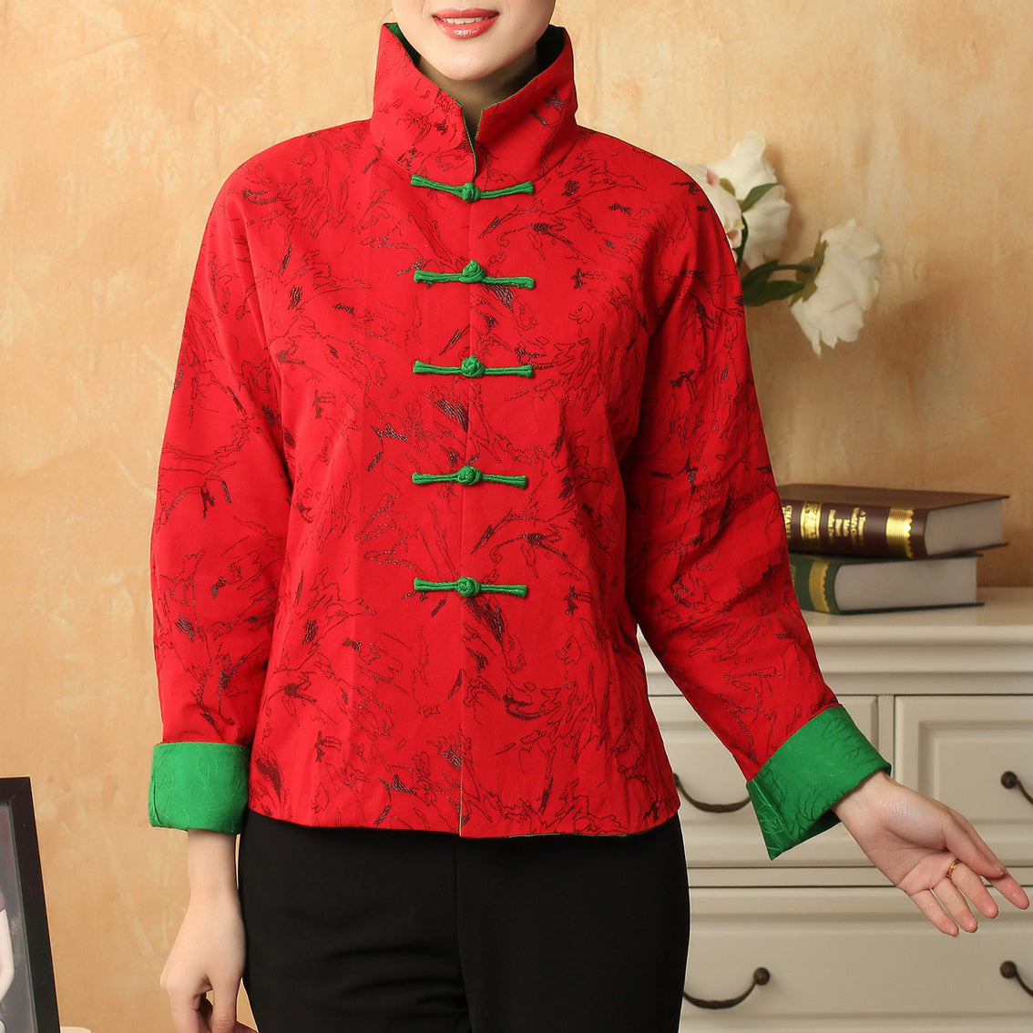 Stand Collar Cotton Chinese Coat with Strap Buttons – IDREAMMART