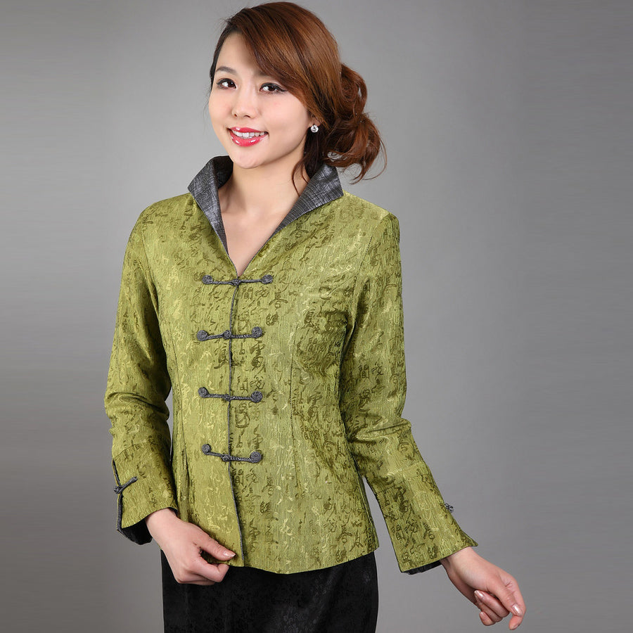 Mandarin Sleeve V Neck Fancy Cotton Chinese Jacket with Strap Buttons ...