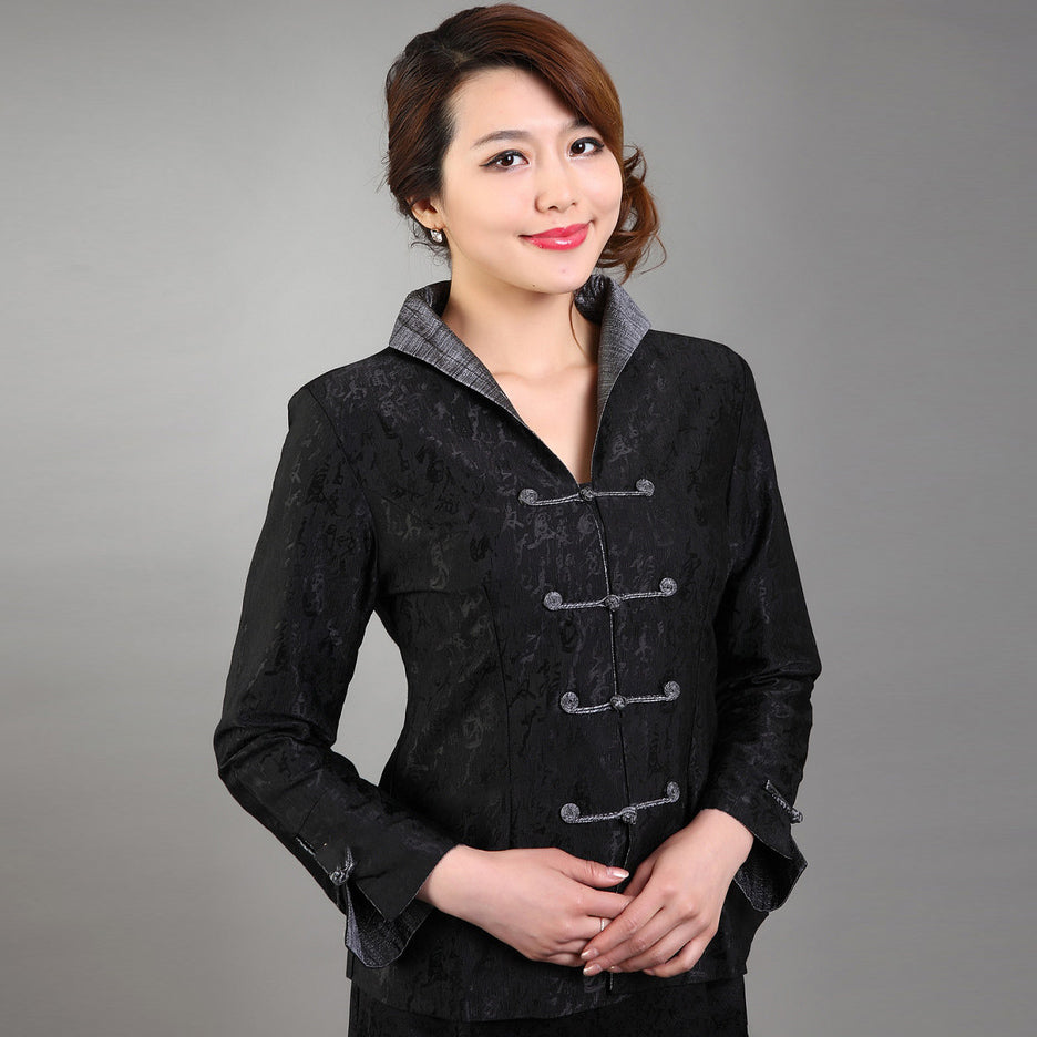 Mandarin Sleeve V Neck Fancy Cotton Chinese Jacket with Strap Buttons ...