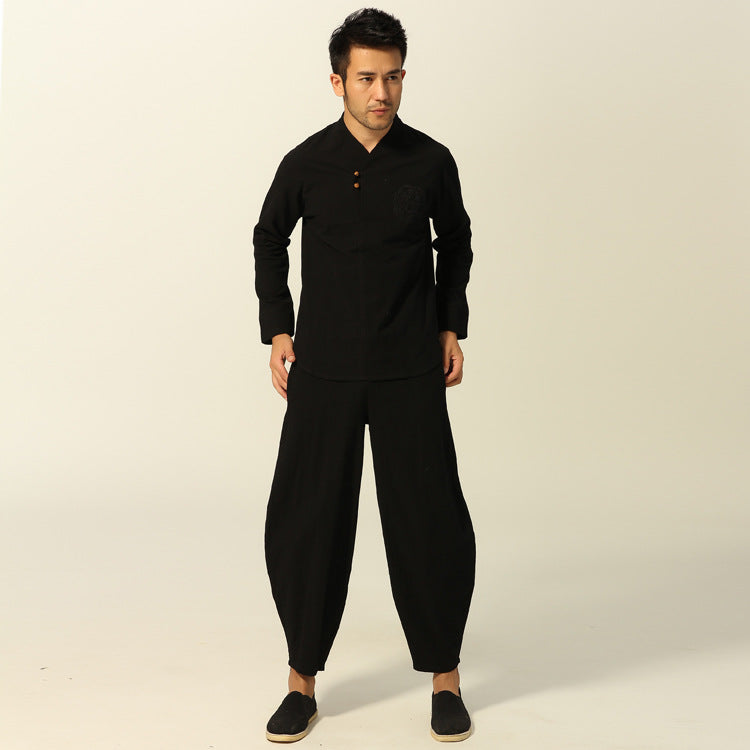 Signature Cotton Chinese Kung Fu Suit Han Costume with Harem Pants ...