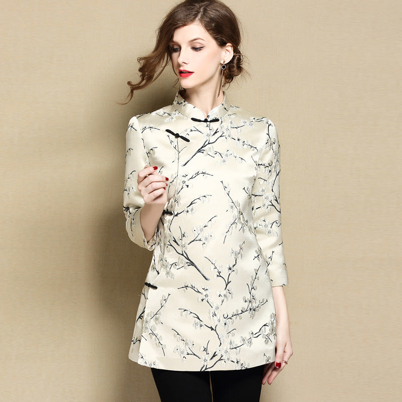 Mandarin Collar Floral Brocade Retro Chinese Style Jacket – IDREAMMART