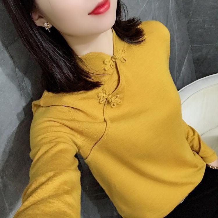 Mandarin Collar Women's Blouse Chinese Style Knit Shirt – IDREAMMART
