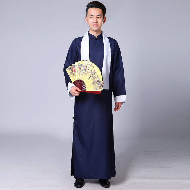 Rib Fabric Retro Mandarin Coat Chinese Jacket with Scarf – IDREAMMART