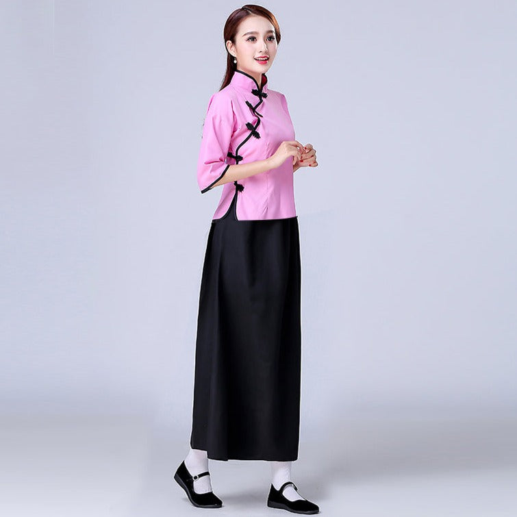 Cheongsam Top Full Length Skirt Chinese Suit 1930's School Uniform ...