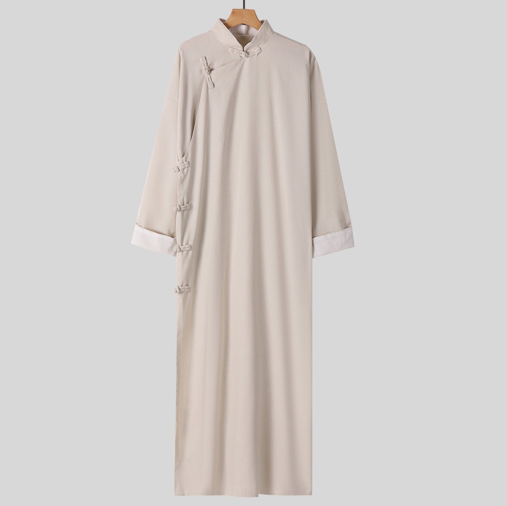 Rib Fabric Retro Mandarin Coat Chinese Jacket with Strap Buttons ...