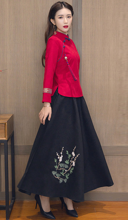 Thick Cheongsam Top Retro Chinese Jacket with Embroidery Cuff – IDREAMMART