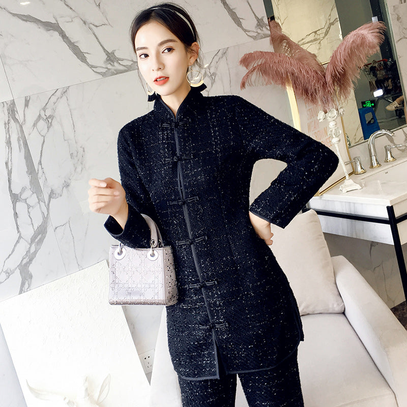Woolen Traditional Chinese Style Women's Suit – IDREAMMART