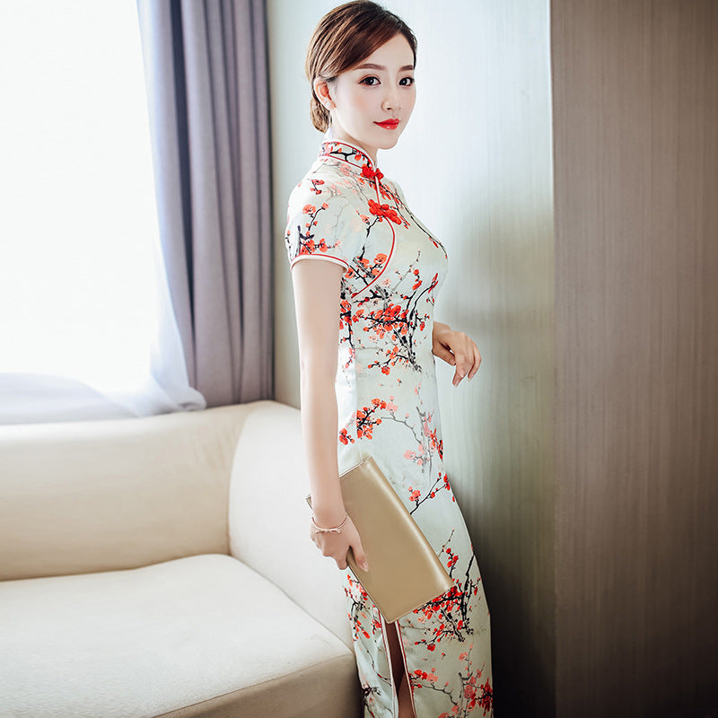 Floral Silk Bodycon Retro Cheongsam Chinese Dress Day Dress – IDREAMMART