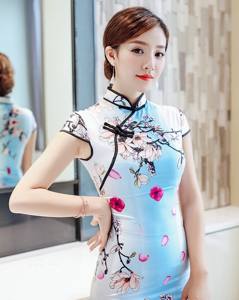 Floral Silk Bodycon Retro Cheongsam Chinese Dress Day Dress – IDREAMMART