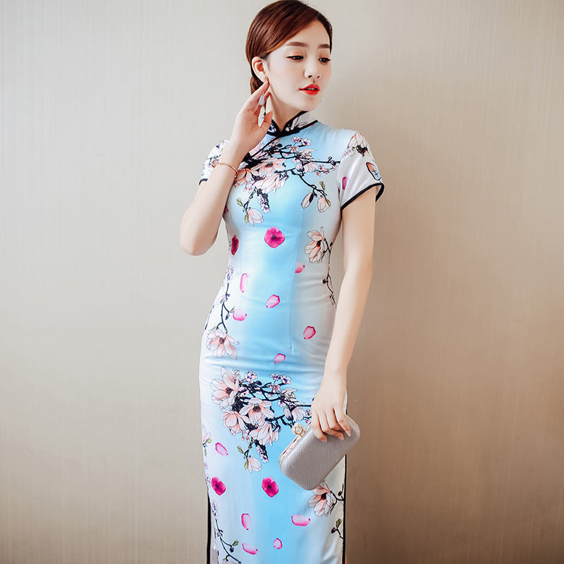 Floral Silk Bodycon Retro Cheongsam Chinese Dress Day Dress – IDREAMMART