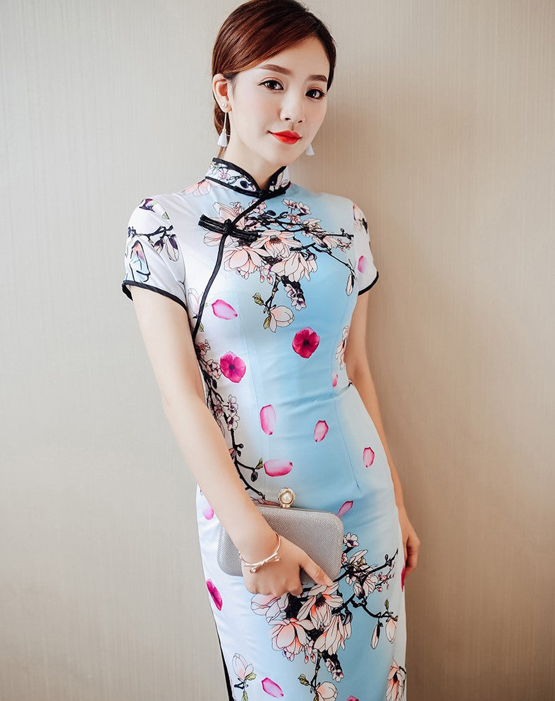 Floral Silk Bodycon Retro Cheongsam Chinese Dress Day Dress – IDREAMMART
