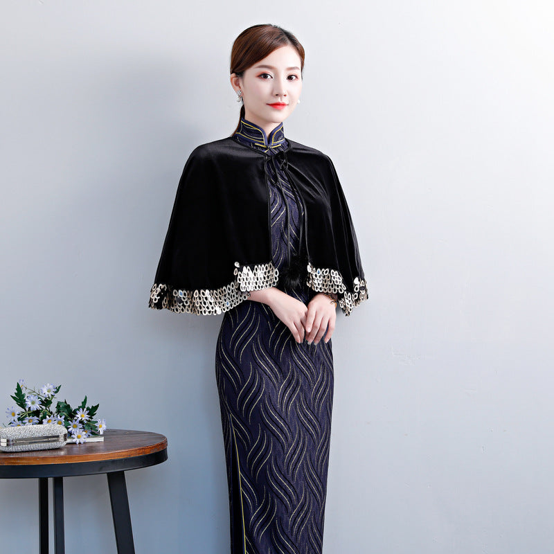 Cheongsam Matched Velvet Shawl Cloak Bolero Jacket – IDREAMMART