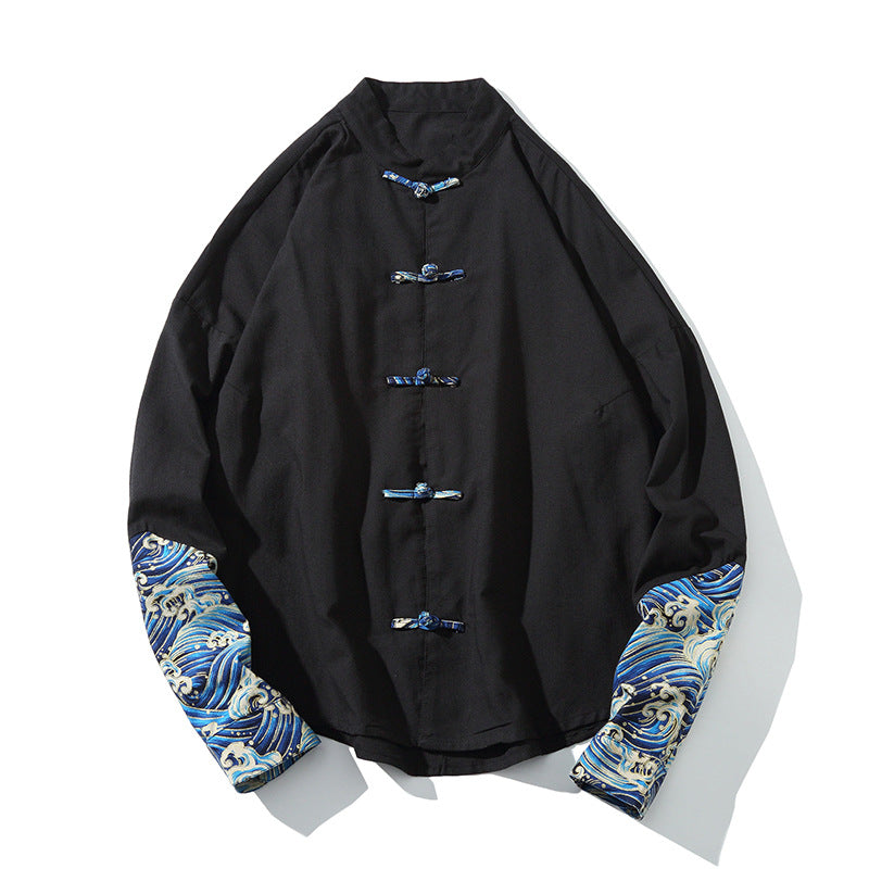 Long Sleeve Colorblock Signature Cotton Chinese Shirt – IDREAMMART