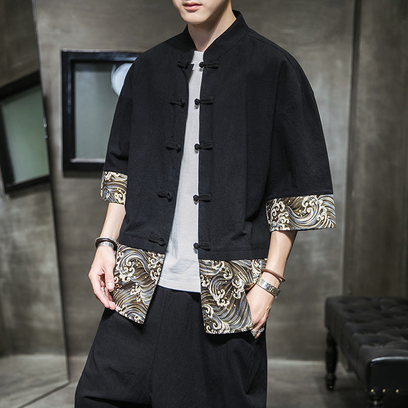Auspicious Pattern Signature Cotton Traditional Chinese Shirt – IDREAMMART