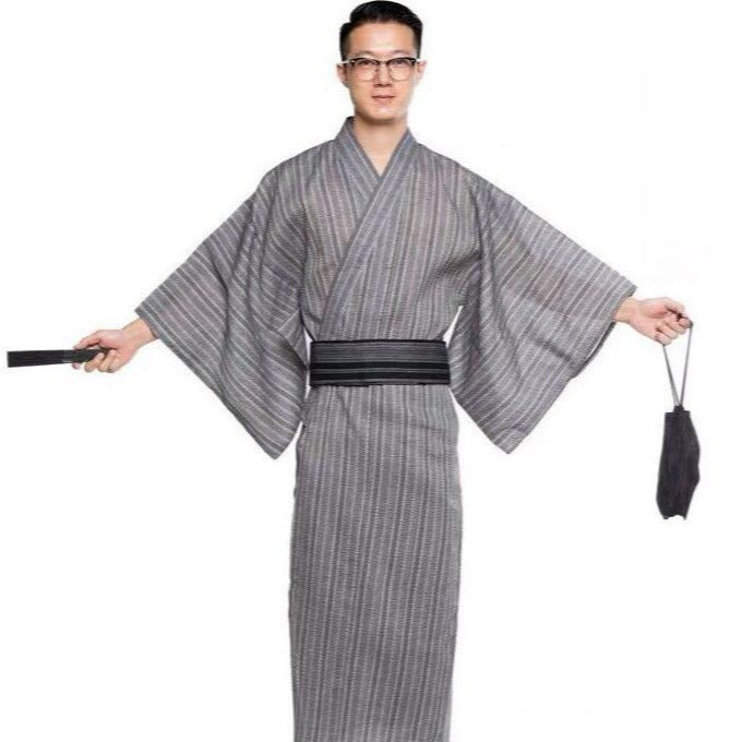 Striped Pattern Traditional Japanese Kimono Retro Samurai Robe – IDREAMMART
