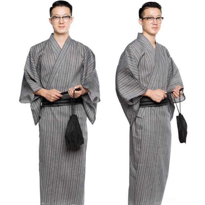 Striped Pattern Traditional Japanese Kimono Retro Samurai Robe – IDREAMMART