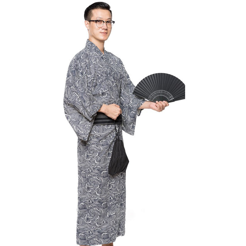 Auspicious Pattern Traditional Japanese Kimono Retro Samurai Robe ...