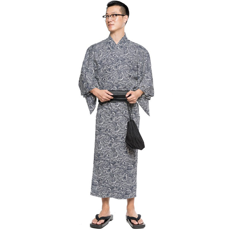 Auspicious Pattern Traditional Japanese Kimono Retro Samurai Robe ...
