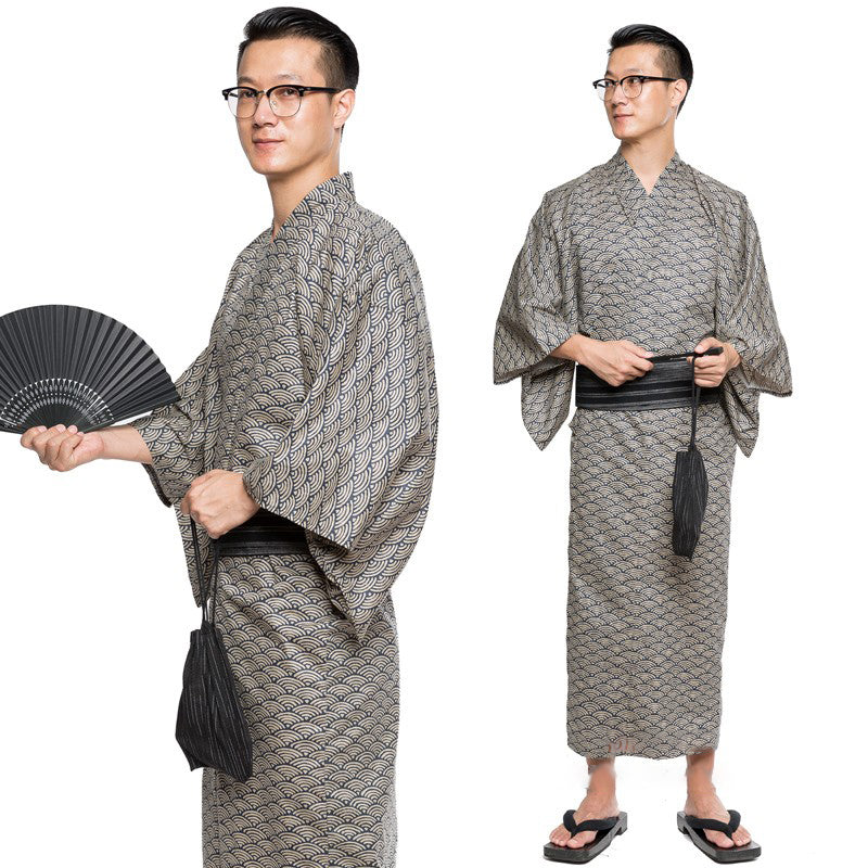 Auspicious Pattern Traditional Japanese Kimono Retro Samurai Robe ...
