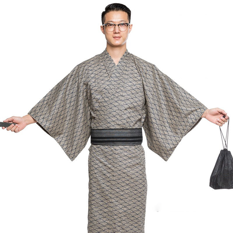 Auspicious Pattern Traditional Japanese Kimono Retro Samurai Robe ...
