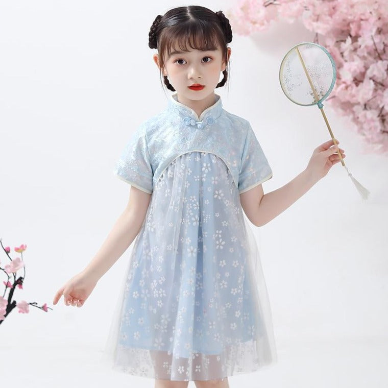 Empire Waist Cheongsam Top Floral Lace Princess Style Girl's Chinese D ...