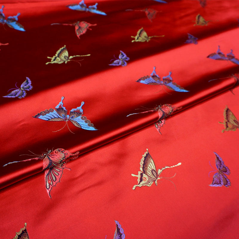 Butterfly Pattern Brocade Fabric for Chinese Clothes Cushion Covers ...