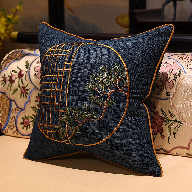 Pine Embroidery Linen Traditional Chinese Cushion Covers – IDREAMMART